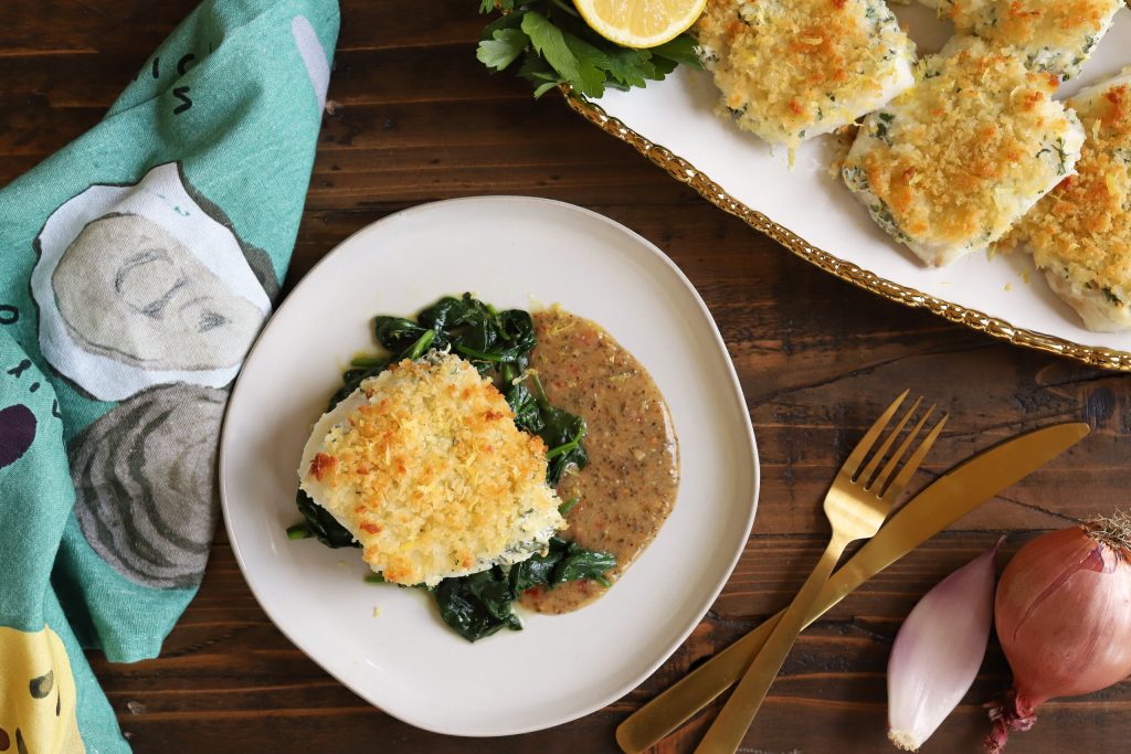 Baked Cod with Wilted Spinach - Schlotterbeck & Foss